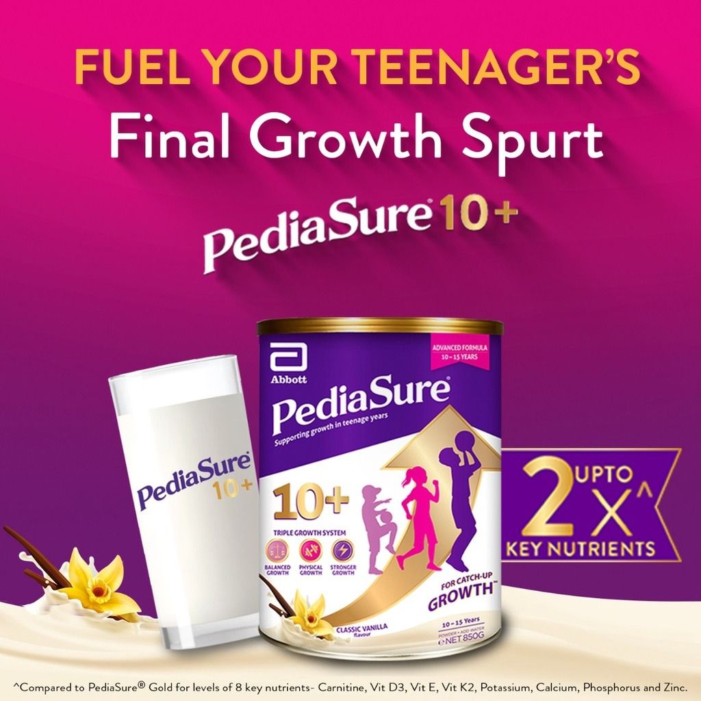 [850g x 2 tins] PediaSure 10+ Kids Milk Powder Vanilla Flavour from ...