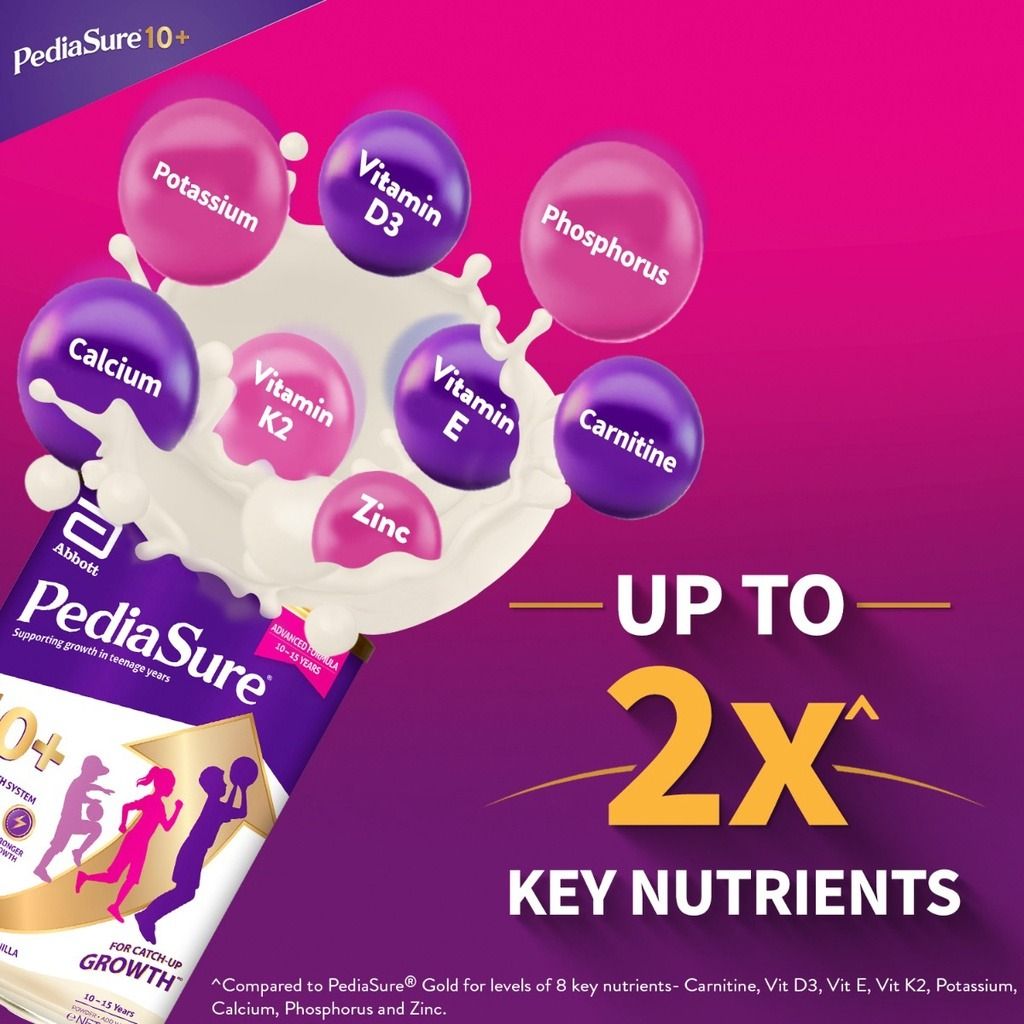 [850g x 2 tins] PediaSure 10+ Kids Milk Powder Vanilla Flavour from Abbott 850 g per tin (100% ...