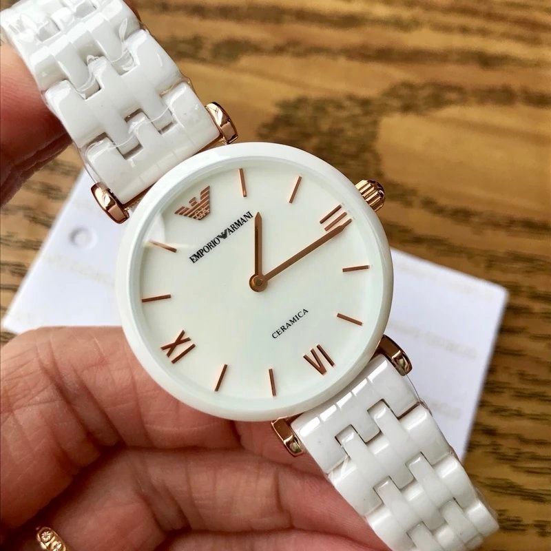 阿瑪尼手錶 Armani手錶女 亞曼尼手錶 女生手錶 白色陶瓷手錶 石英錶 貝母鏡面防水手錶 休閒百搭腕錶 AR1486 精品錶, 名牌精品 ...