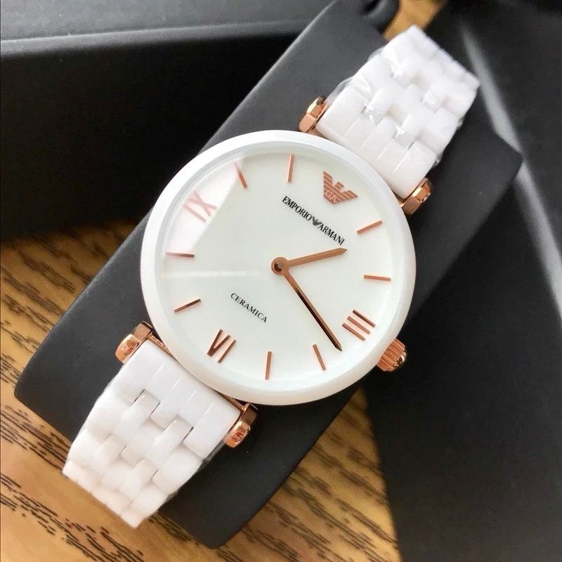 阿瑪尼手錶 Armani手錶女 亞曼尼手錶 女生手錶 白色陶瓷手錶 石英錶 貝母鏡面防水手錶 休閒百搭腕錶 AR1486 精品錶, 名牌精品 ...