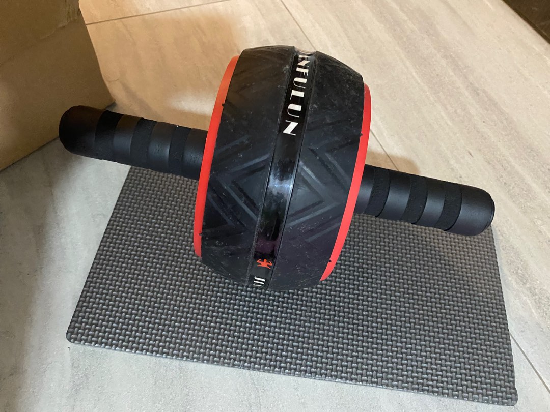 Abs Roller + Pair of Yoga Mat + Knee mat + 4 dumbbells(1kg), Sports ...