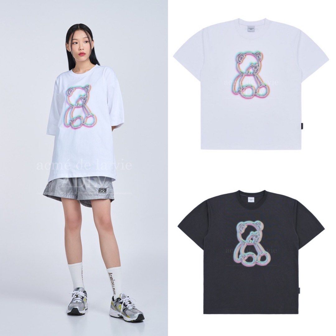 [ADLV] Metal Line Bear T-Shirt, Men's Fashion, Tops & Sets, Tshirts ...