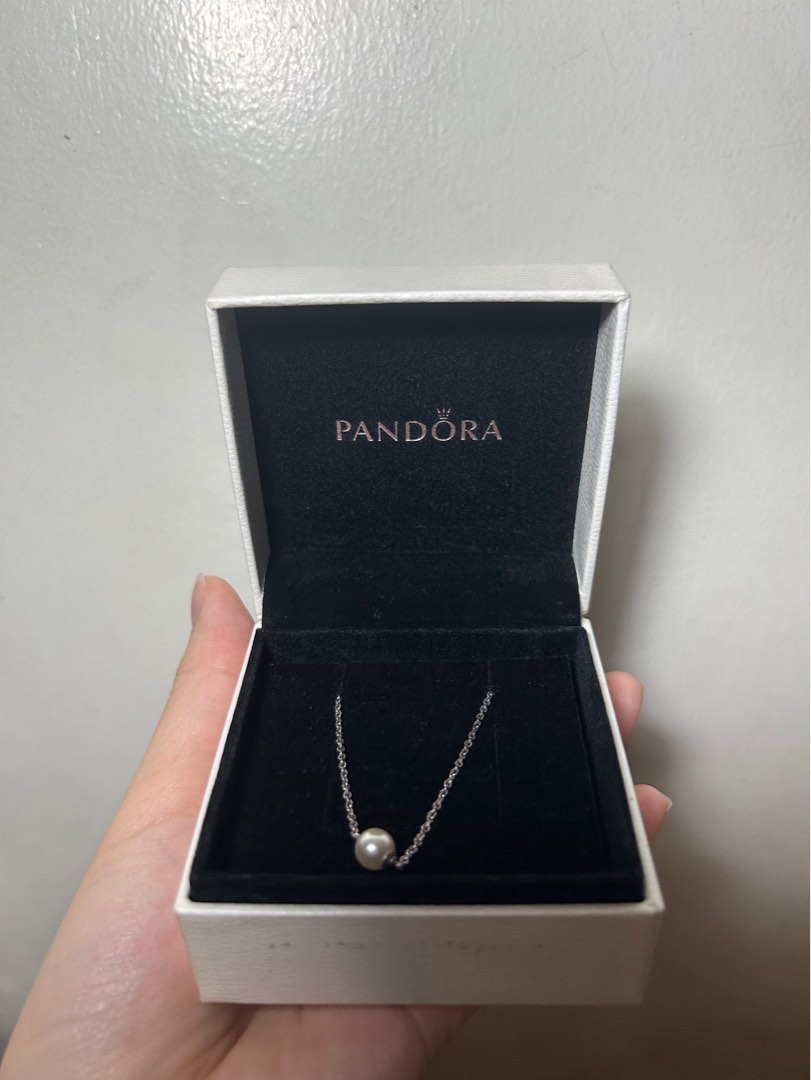 AUTH BNEW Pandora Luminous Dainty Droplets Pearl Necklace, Women's ...