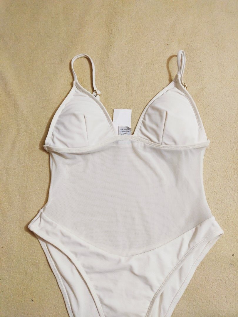 BLEUICE OFF WHITE MESH ONE PIECE SWIMSUIT on Carousell