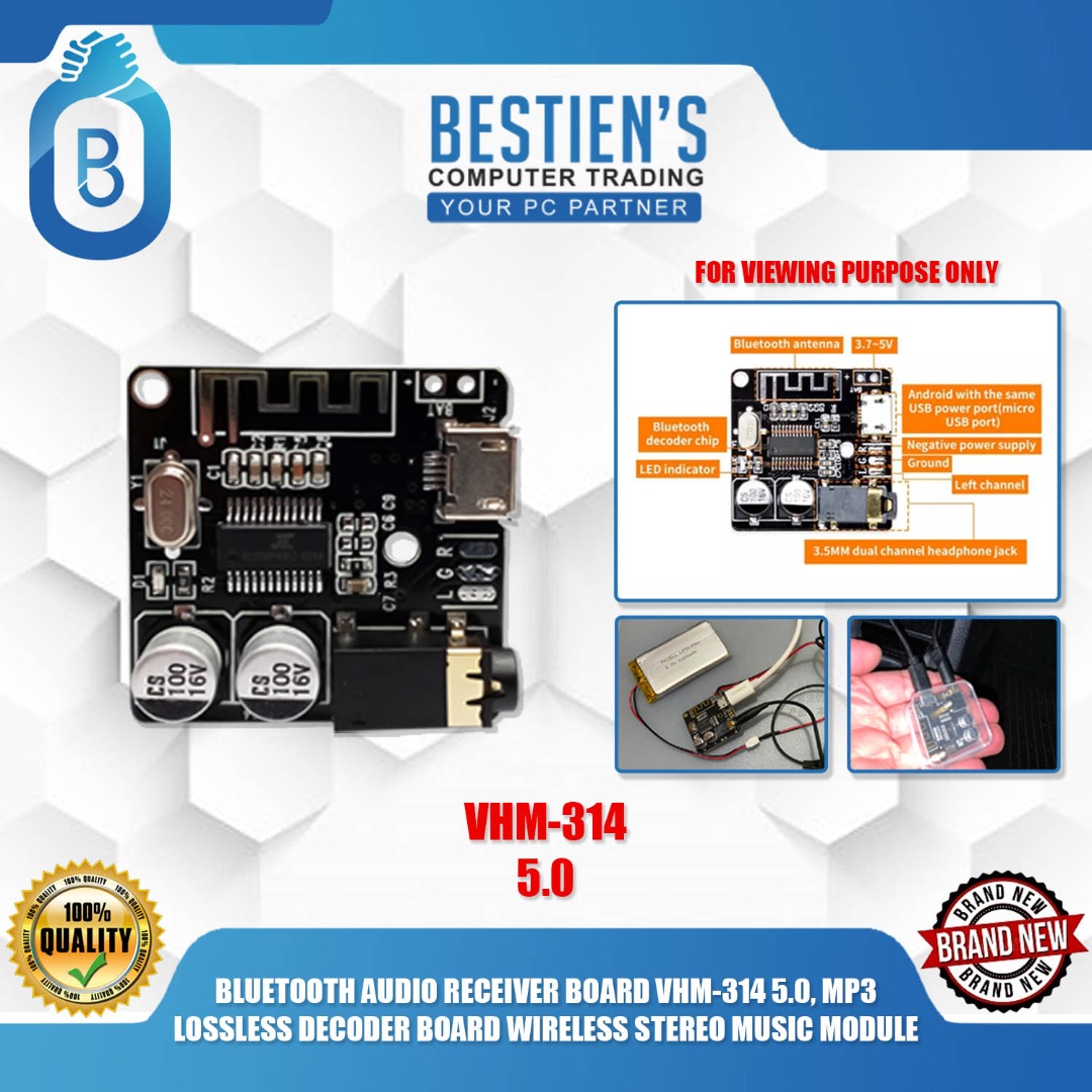 BLUETOOTH AUDIO RECEIVER BOARD VHM-314 5.0, MP3 LOSSLESS DECODER BOARD ...