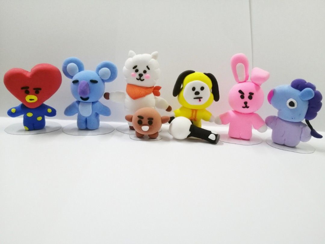 BT21 BTS Clay Tata, Koya, RJ, Shooky, Chimmy, Cooky, Mang and Army Bomb ...