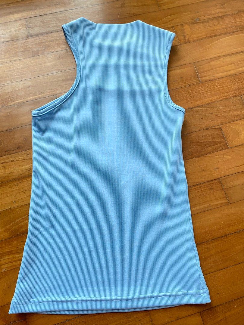 Cut out Rib Knit Sky Blue Top, Women's Fashion, Tops, Other Tops on ...