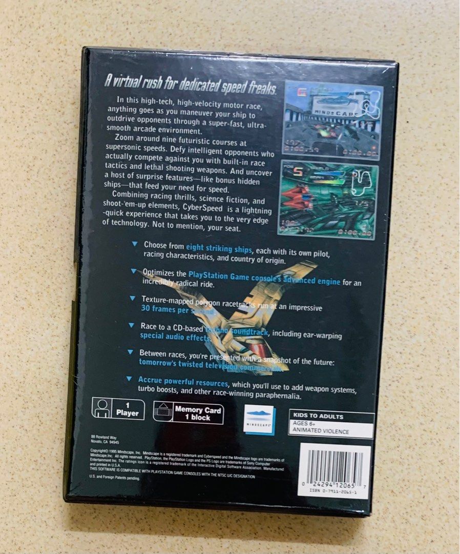 CyberSpeed Playstation one (long box)(ps1)rare, Video Gaming, Video ...