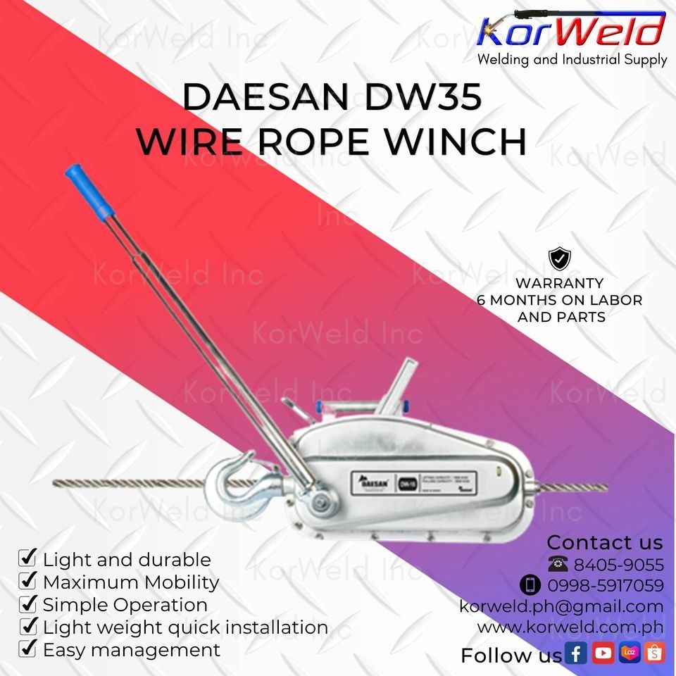 Daesan Wire Rope Winch DW35, Commercial & Industrial, Construction Tools & Equipment on Carousell