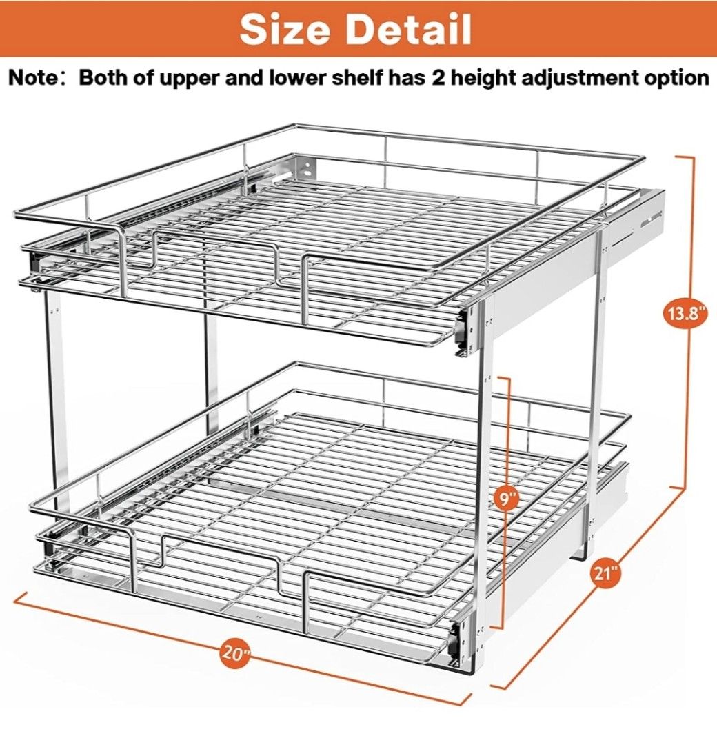 Dual Tier Stainless Steel Pull Out Rack, Furniture & Home Living ...