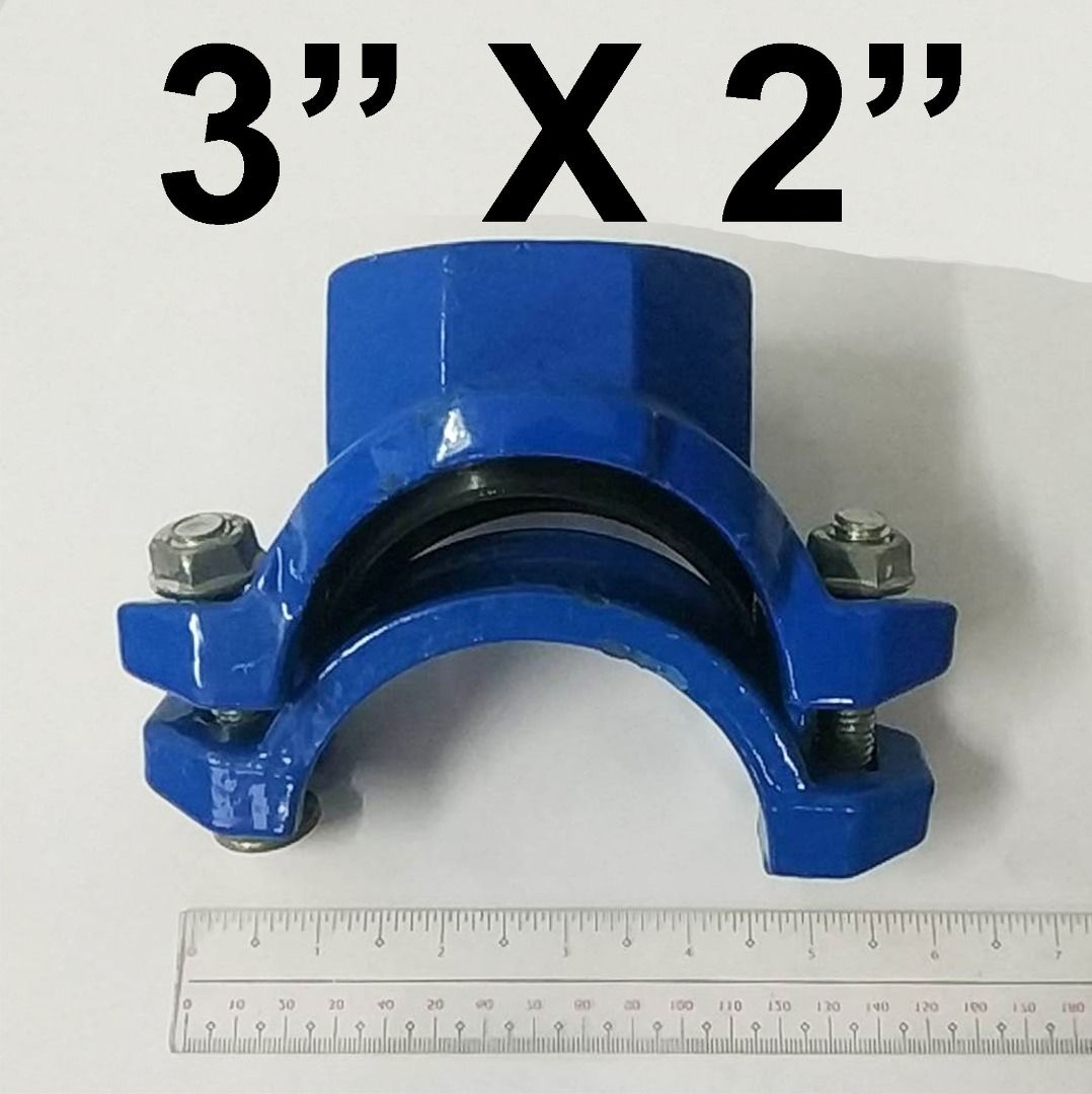 DUCTILE IRON SADDLE CLAMP 3" X 2" BLUE FOR WATER DISTRICT, Furniture ...