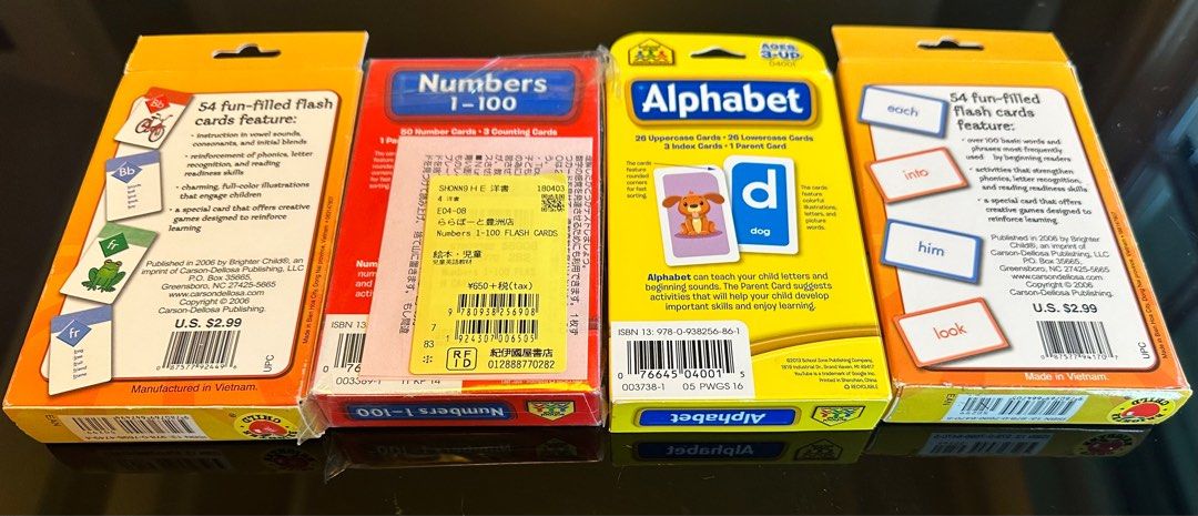 Flash cards sets /Alphabet, sight words, phonics, numbers, Hobbies ...