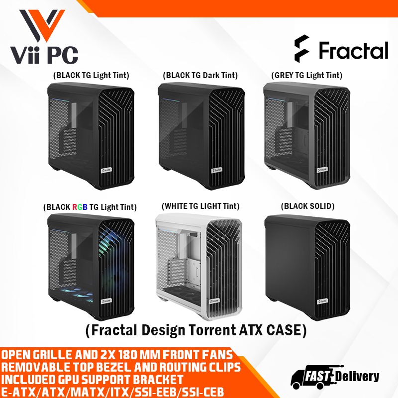 Fractal Design Torrent Black RGB TG Tempered Glass ATX case, Computers ...