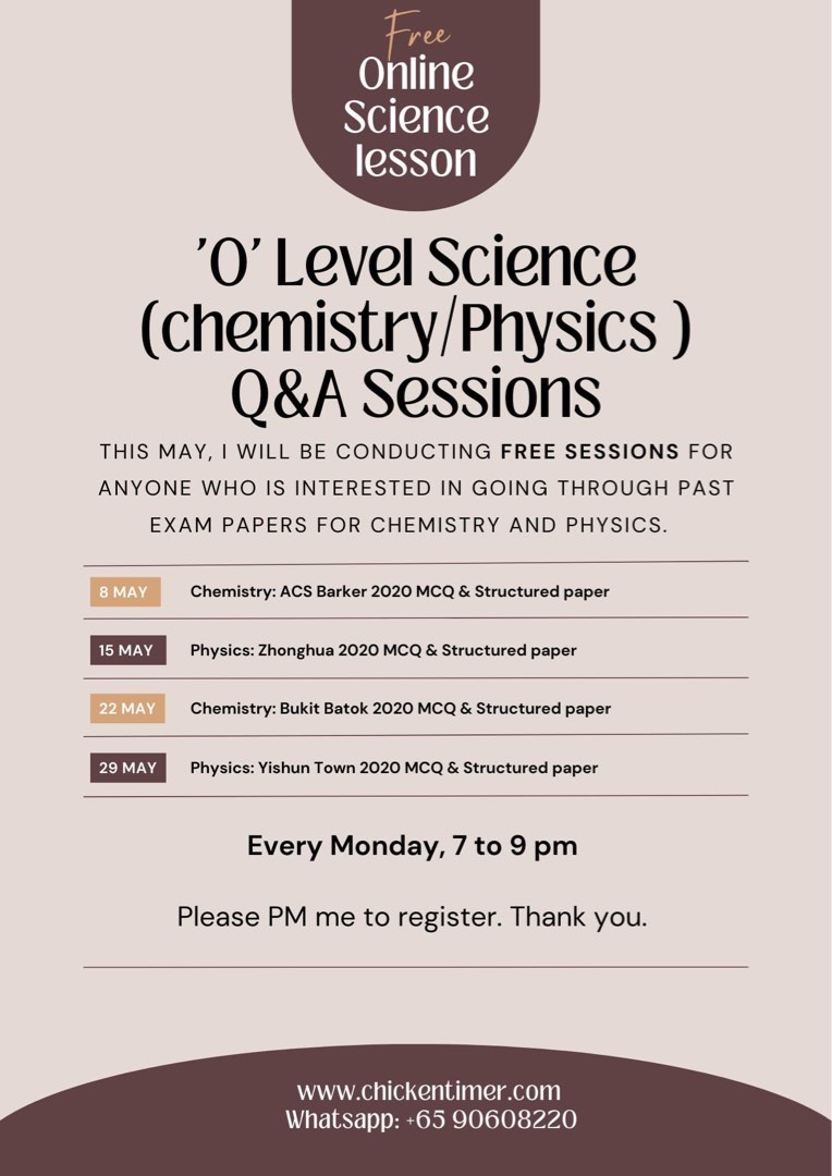 Free online o level science (physics/ chemistry) lesson, Announcements ...