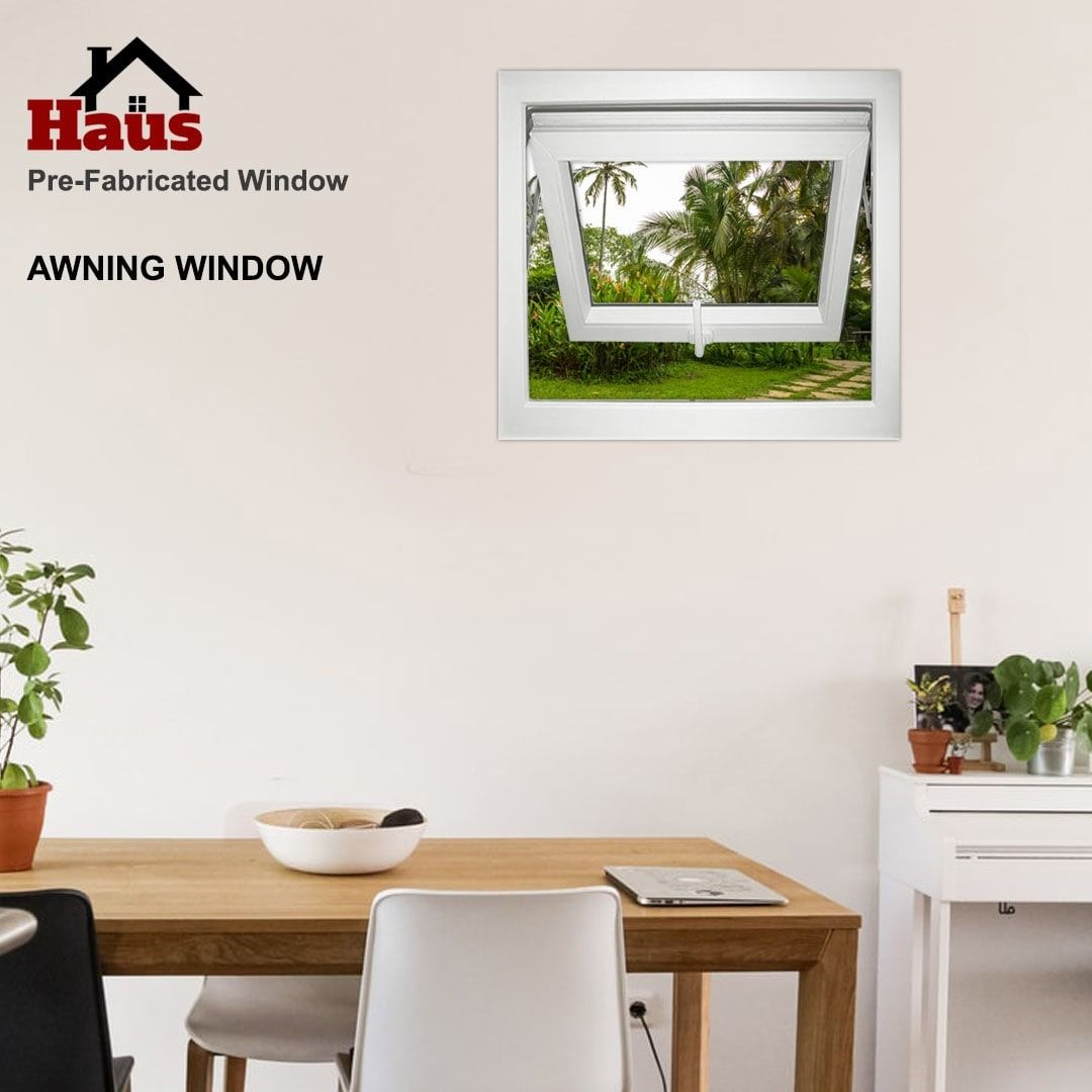 Haus Pre-fabricated UPVC Awning Window Ordinary Lock-Using 6mm Clear ...