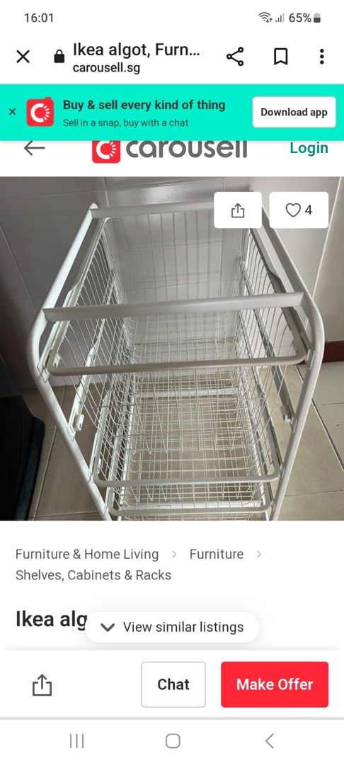 IKEA Algot Storage Trolley, Furniture & Home Living, Bathroom & Kitchen ...