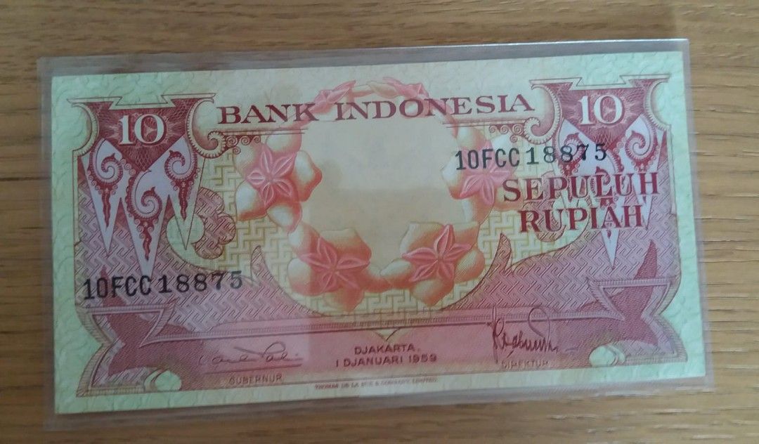 Indonesia Currency Banknote 10 Rupiah of Year 1959, An UNC & MINT Note ...