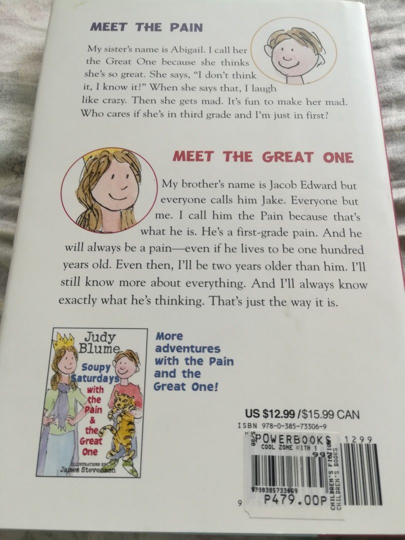 JUDY BLUME Cool Zone with the Pain & the Great One, Hobbies & Toys ...