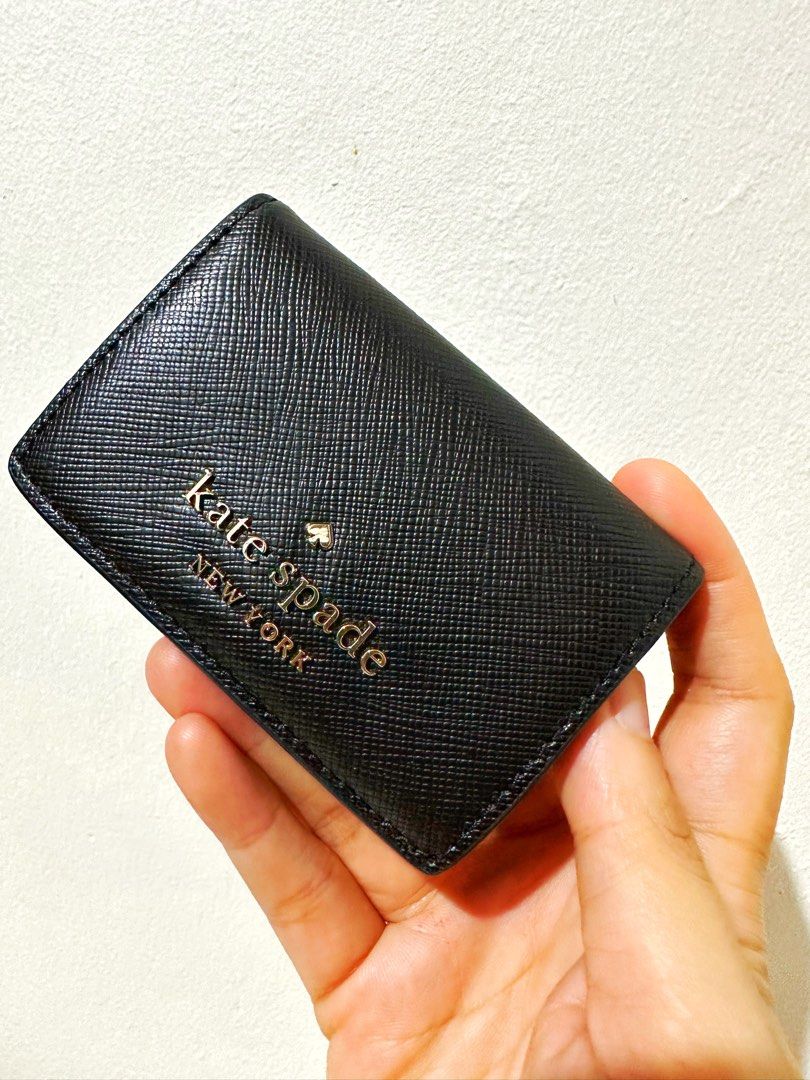 Kate Spade Staci Micro Trifold Wallet - Black, Women's Fashion, Bags ...
