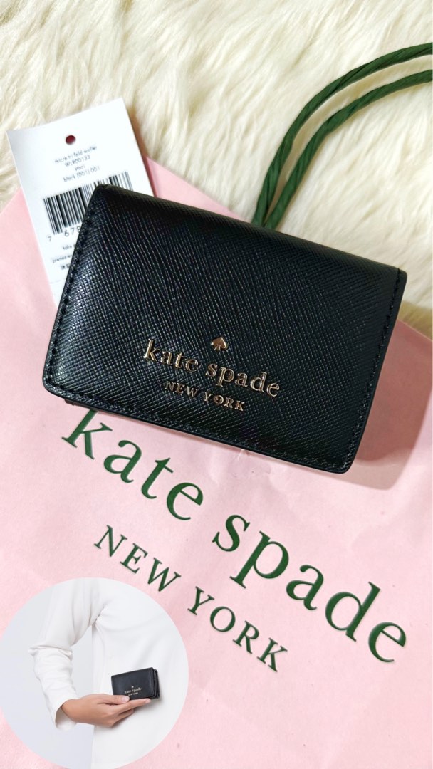 Kate Spade Staci Micro Trifold Wallet - Black, Women's Fashion, Bags ...