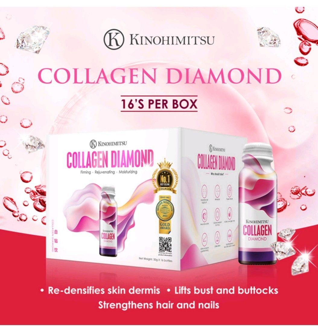 Kinohimitsu Collagen Diamond 16 bottles Expiry 2026, Health & Nutrition ...
