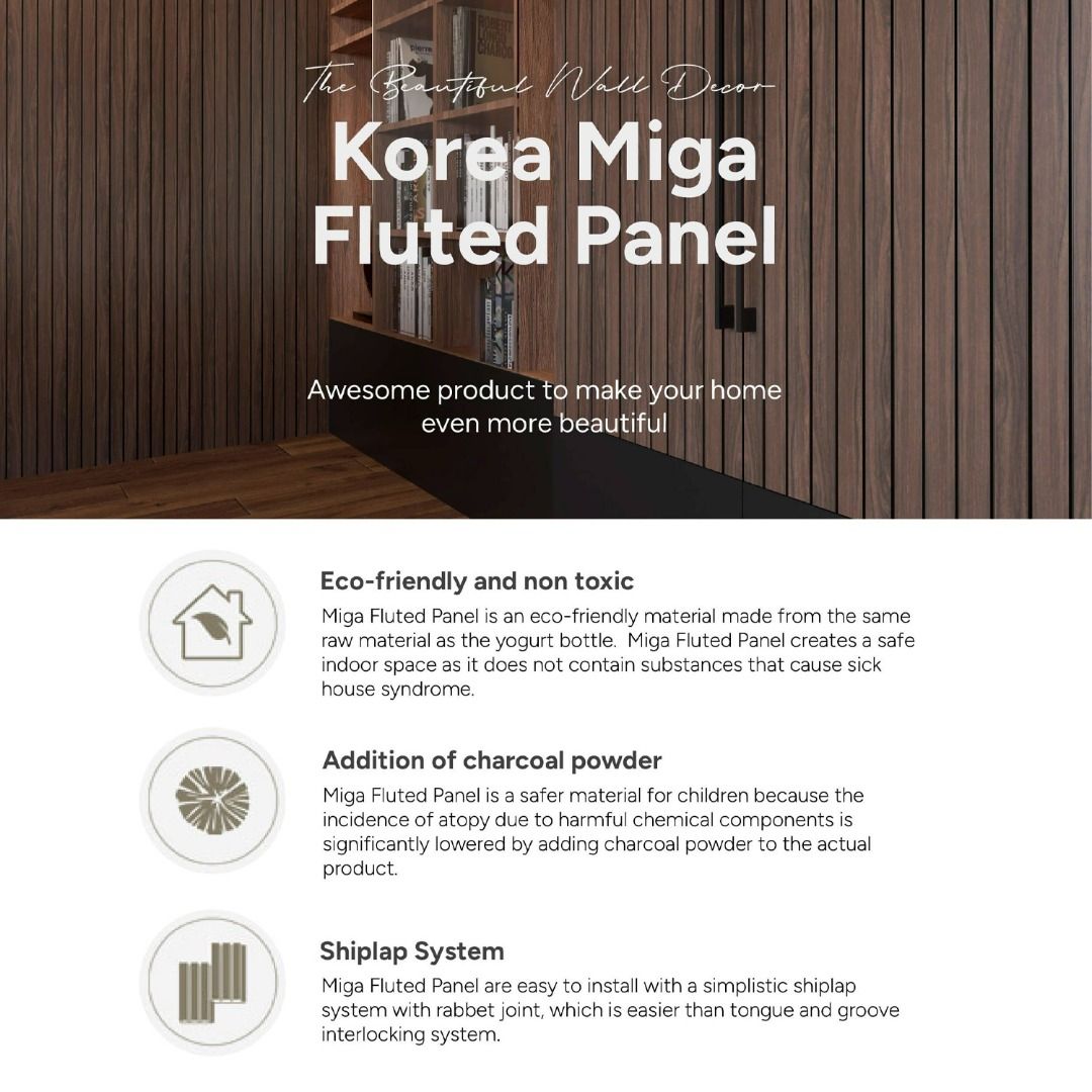 Kitchen Wall Fluted Panel / Korea Miga Fluted Panel Molding / Table ...