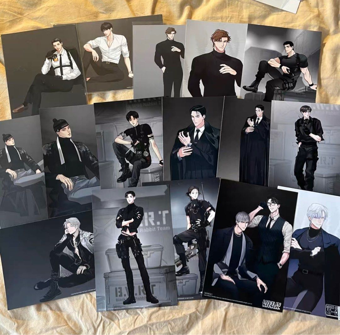 LEZHIN BLACK RABBIT & BLACK TIGER POSTCARDS SET, Hobbies & Toys ...