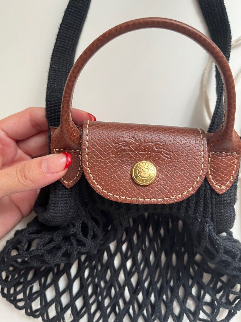 Longchamp Mesh Bag XS Le Pliage Filet (Black) on Carousell