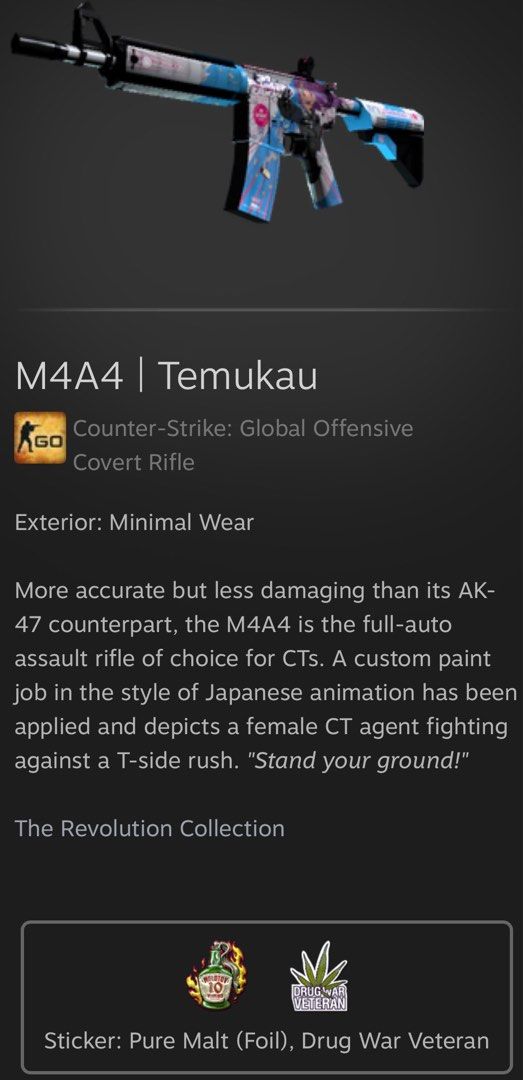 M4a4 Temakau-MW csgo, Video Gaming, Gaming Accessories, In-Game ...