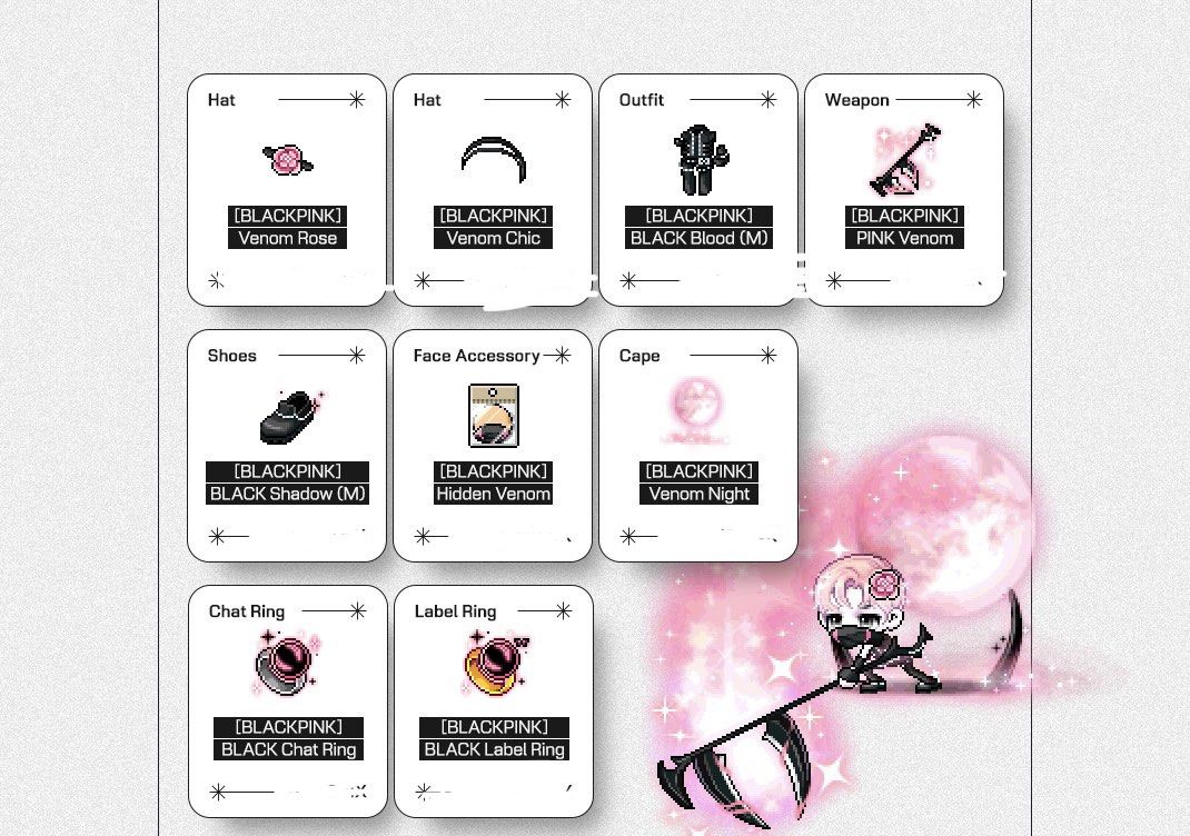 Maplesea BLACKPINK pink set cash equip maplestory aquila blackpink ...