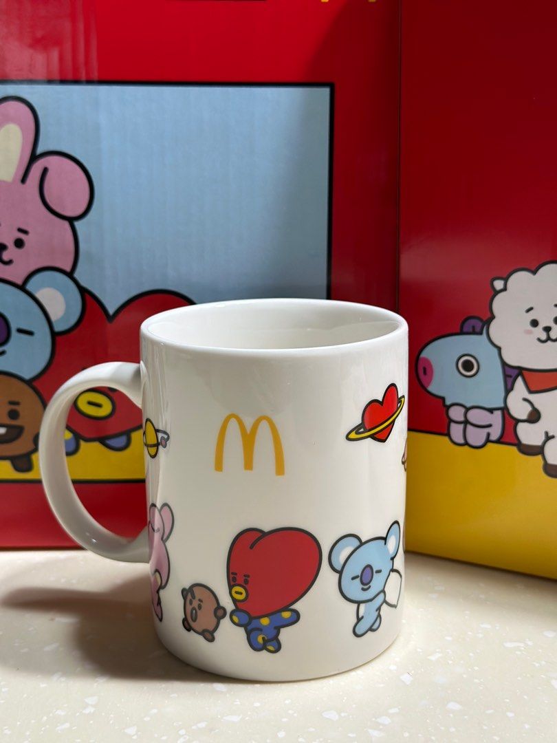 McDonalds BT21 Ceramic Set (Brand new) - Mug, Plate and Bowl, Furniture ...
