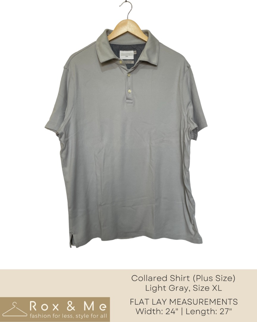 Men's Light Gray Collared Shirt (Plus Size) on Carousell