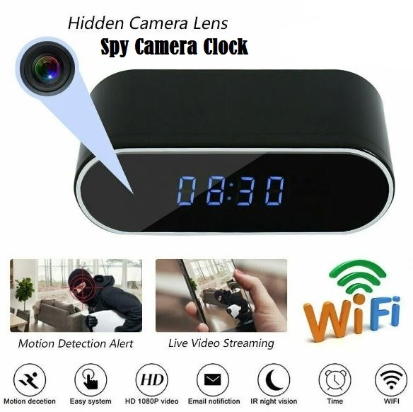 Mini IP Camera Clock Wireless Pinhole Spy Cam CCTV Real Time Footage ...
