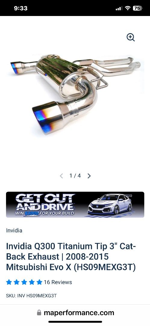 Mitsubishi Evo X/10 Invidia Q300 Exhaust with cert, Car Accessories ...