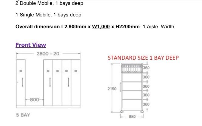 Mobile shelving compactors 5 bay storage system, Furniture & Home ...