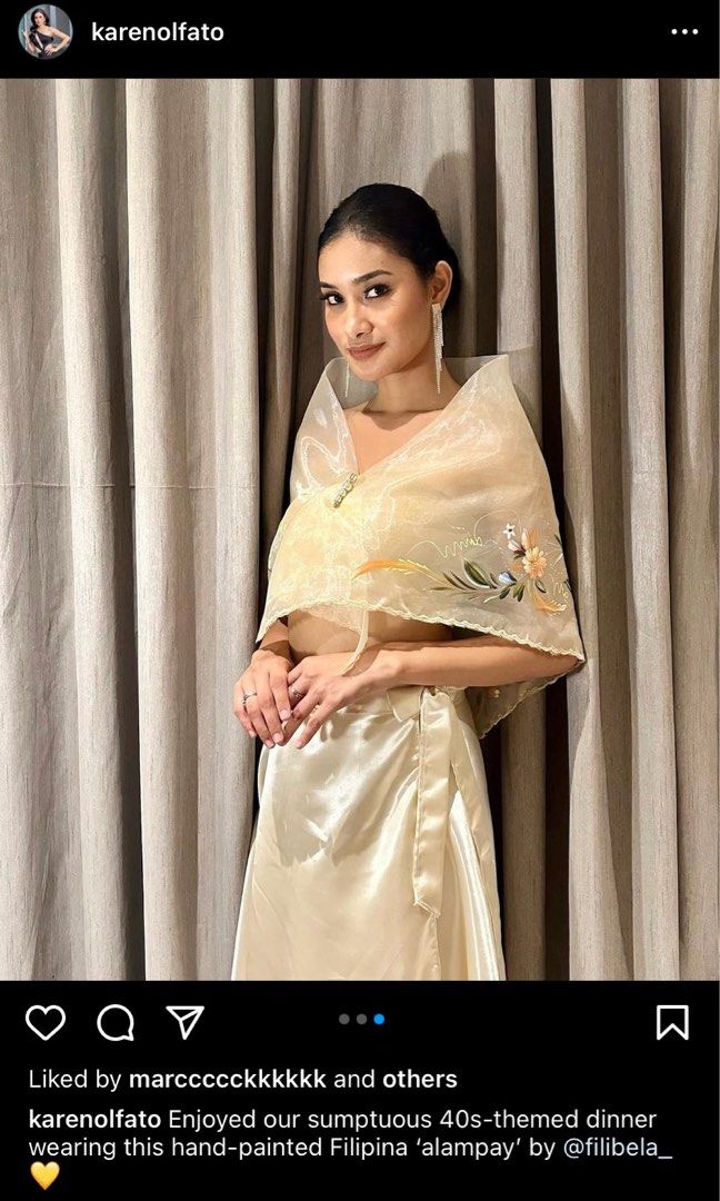 Modern Filipiniana Alampay and Satin Maxi Skirt, Women's Fashion ...