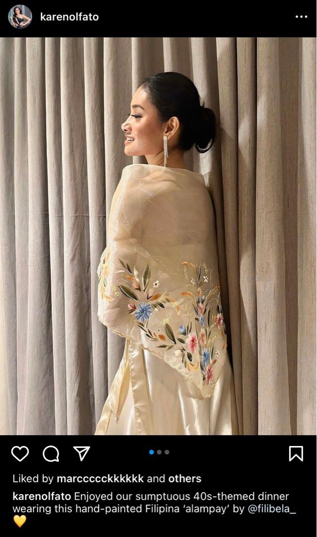 Modern Filipiniana Alampay and Satin Maxi Skirt, Women's Fashion ...