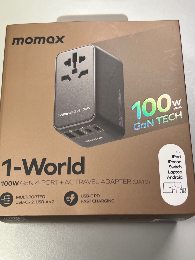 Momax 1-World 100W GaN Travel Adapter 全球旅行快充插座 轉插, 電腦＆科技, 電腦周邊及配件, 電腦線、轉接線及轉換器 - Carousell