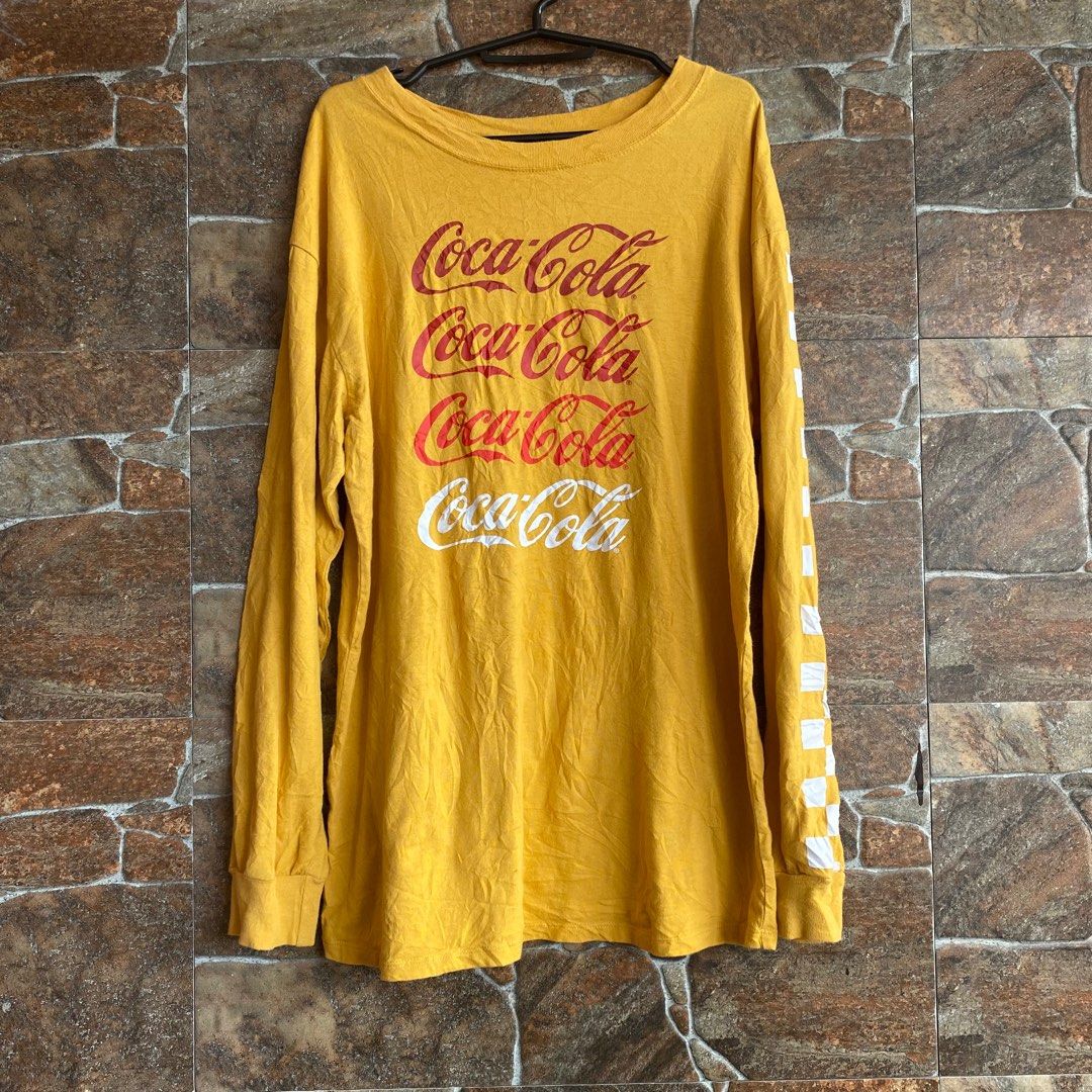 Mustard Yellow Coca Cola Relaxed Long Sleeves, Women's Fashion, Tops ...