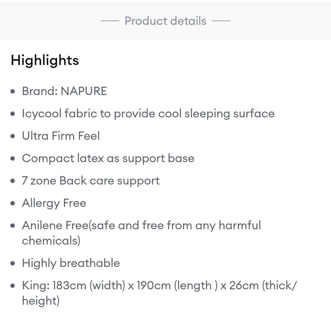 Napure Germany latex mattress King Size Puchong, Furniture & Home ...