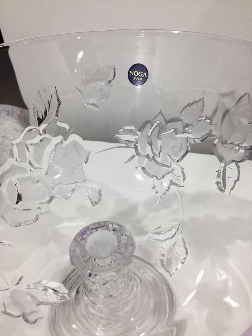 New Soga XL Crystal footed bowl ( made in Japan), Furniture & Home ...