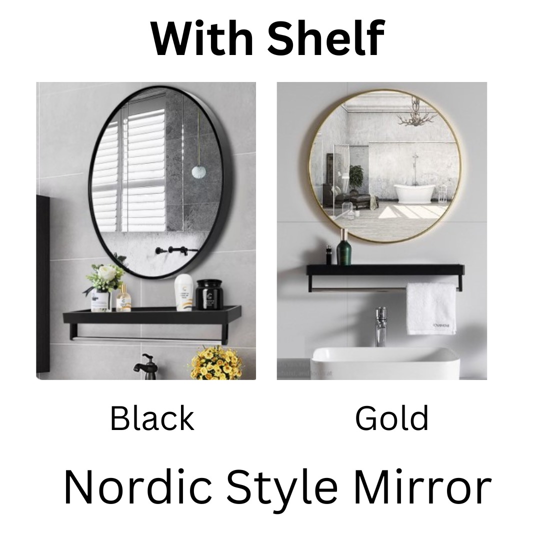 Nordic Style Round Mirror 60cm/70cm, Furniture & Home Living, Home ...