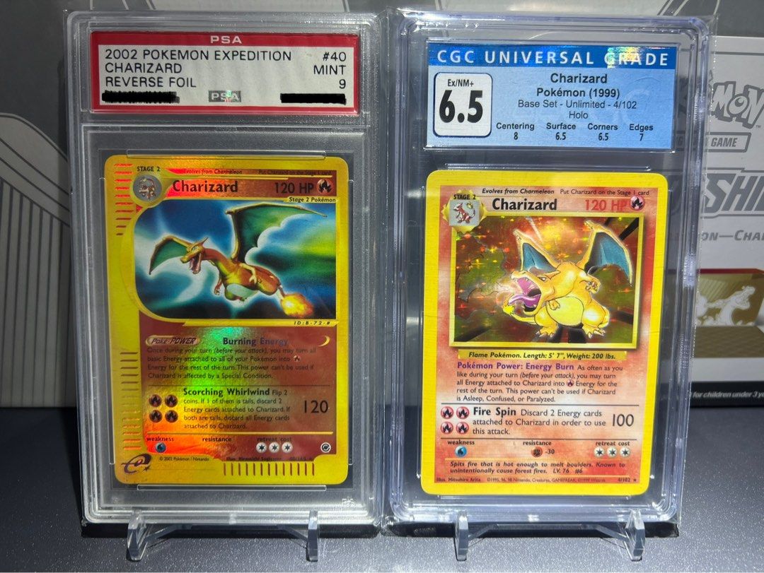 [PSA 9 & CGC 6.5] Expedition & Base Set Charizard Pokemon Slab, Hobbies ...