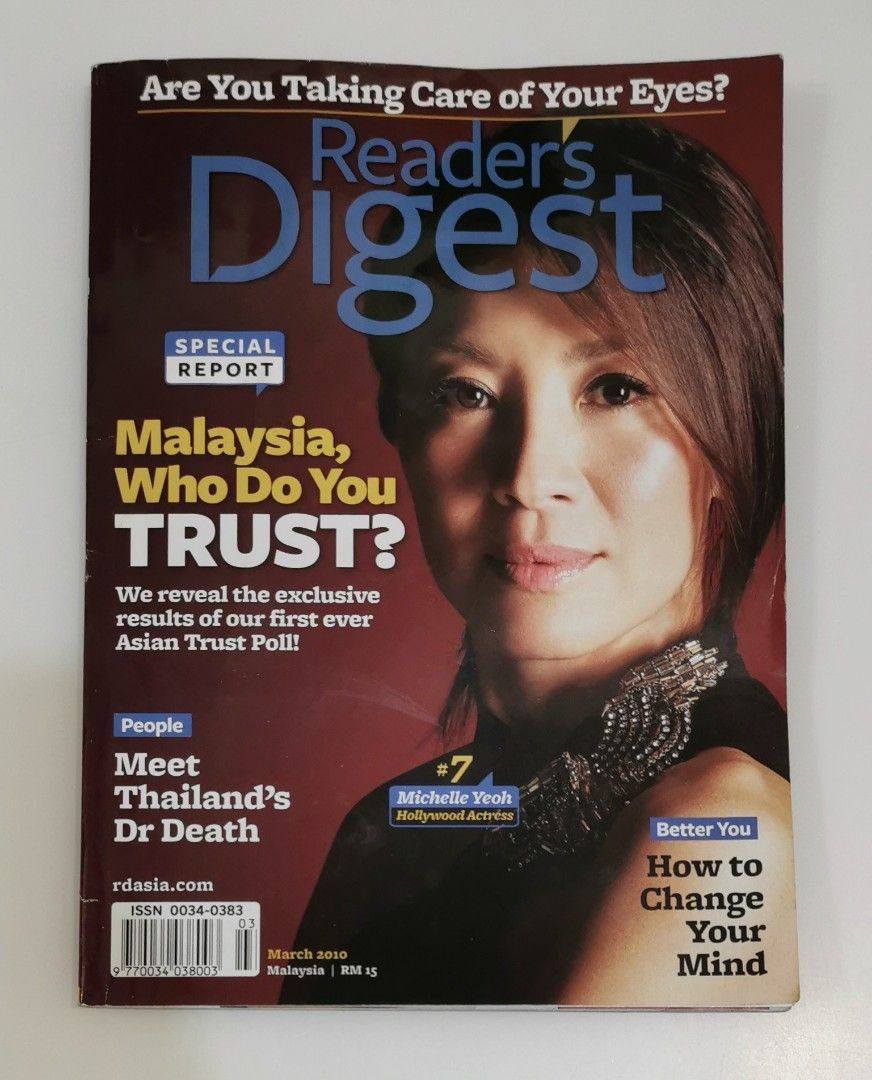 Reader's Digest. Cover page: Michelle Yeoh, Hobbies & Toys, Books ...