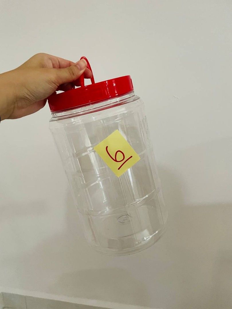 Red cap plastic containers, Furniture & Home Living, Kitchenware ...