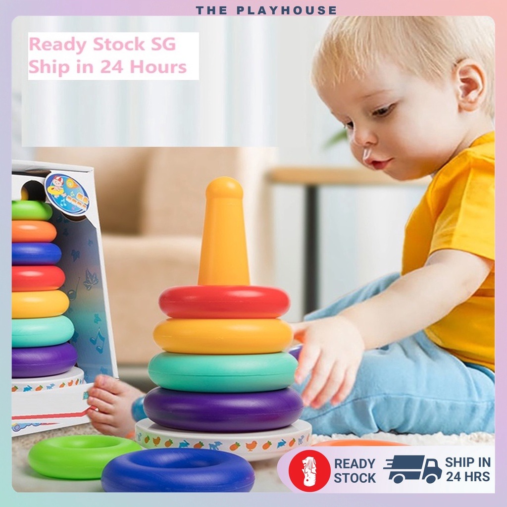 Ring Stacking Musical Tower 7 Colors, Shapes Learning for Todddlers ...