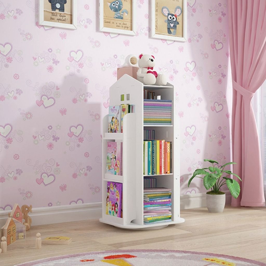 Rotating Children Kids Wooden Bookshelf Bookcase, Babies & Kids, Baby ...