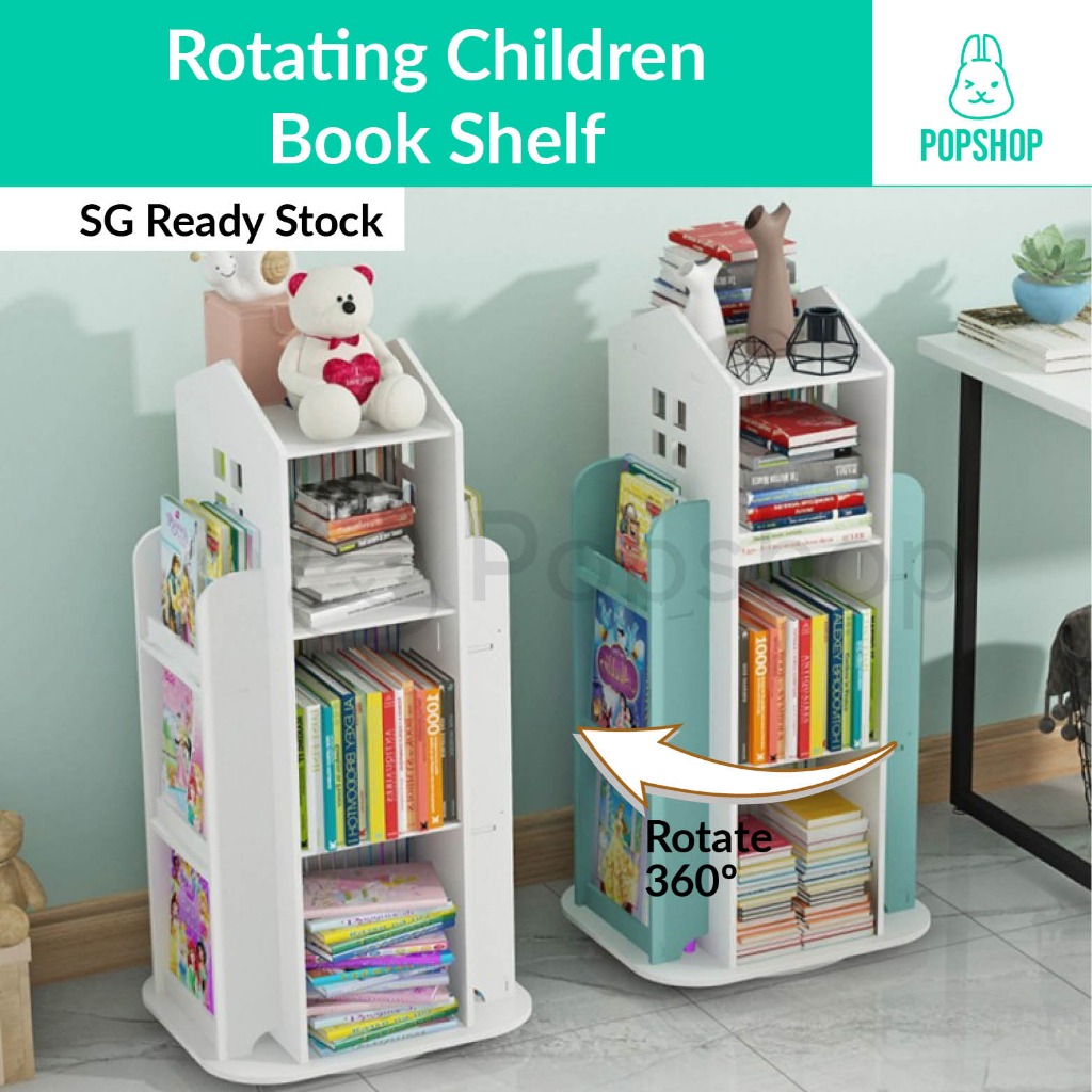 Rotating Children Kids Wooden Bookshelf Bookcase, Babies & Kids, Baby ...
