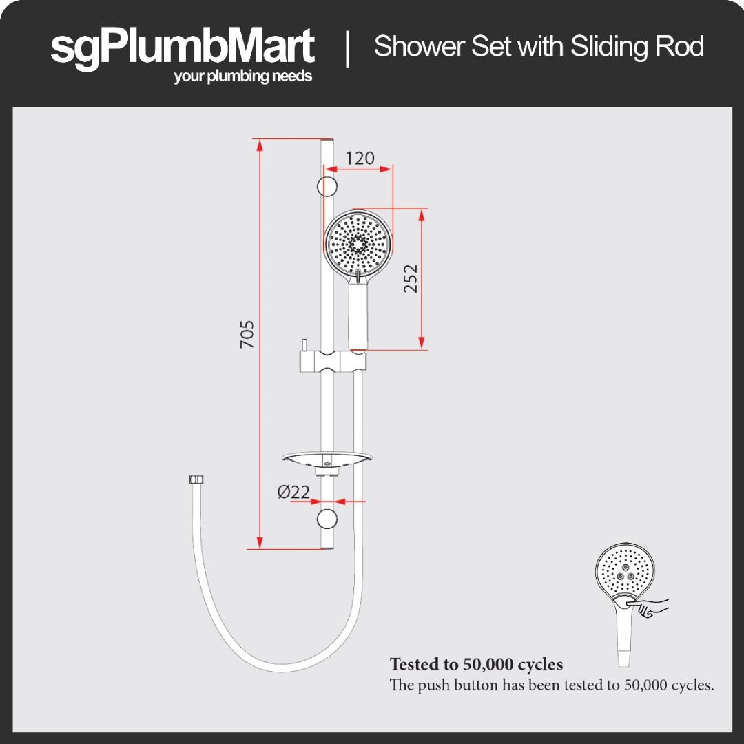Rubine x sgPlumbMart RSH-PULIZ-810-BK/CH Stainless Steel Hand Shower ...