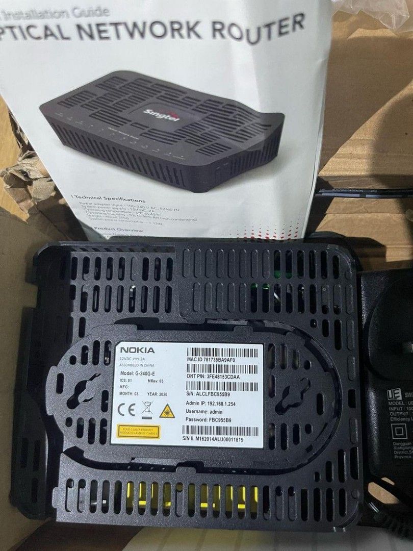 Singtel optical network router , mesh router , nokia G-240G-E, Computers & Tech, Parts ...